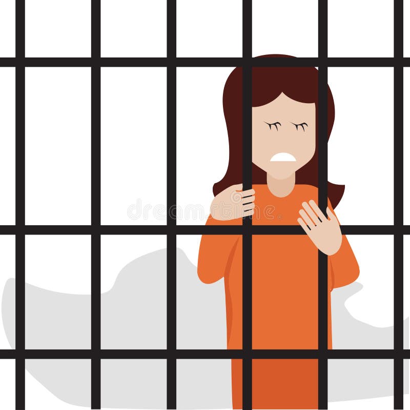 Cartoon Woman Behind Bars