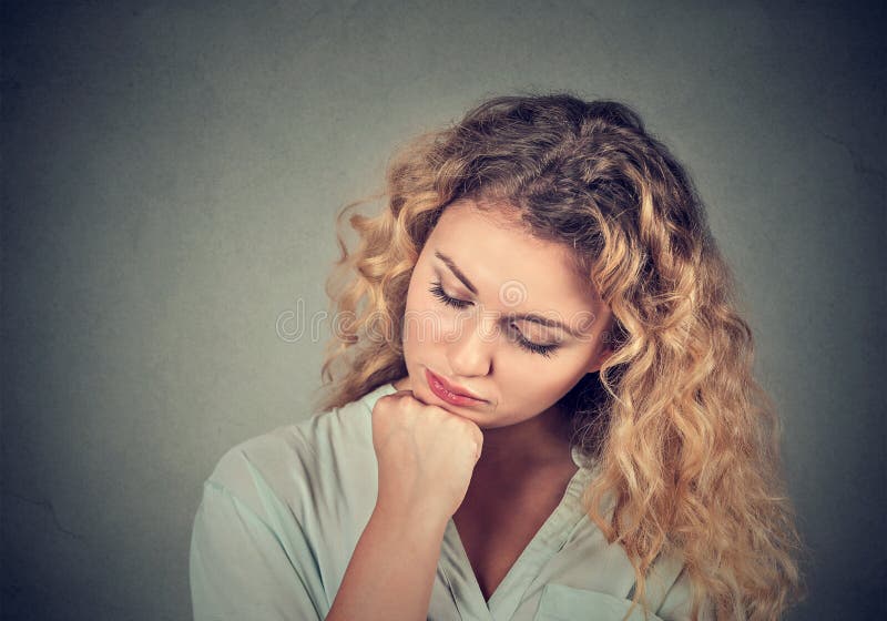 Sad Young Woman Looking Down Stock Photo - Image of jobless, people ...