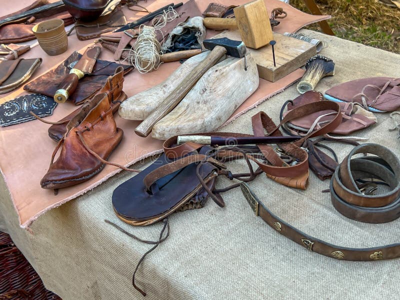 A Saddler S Workshop, a Stand Showing the Production of Leather Goods ...