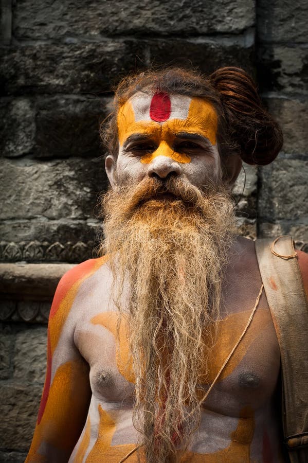 Holy Sadhu Men Blessing People at Hindu Temple.. Nepal, Kathmandu ...