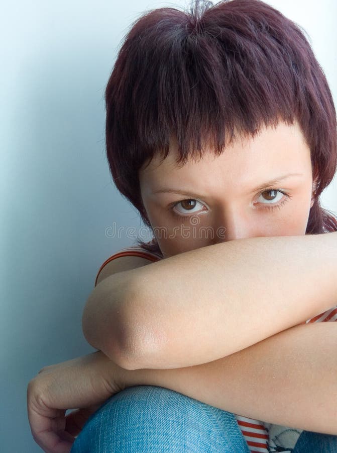 Sadness stock photo. Image of pretty, clothes, brunette - 740786