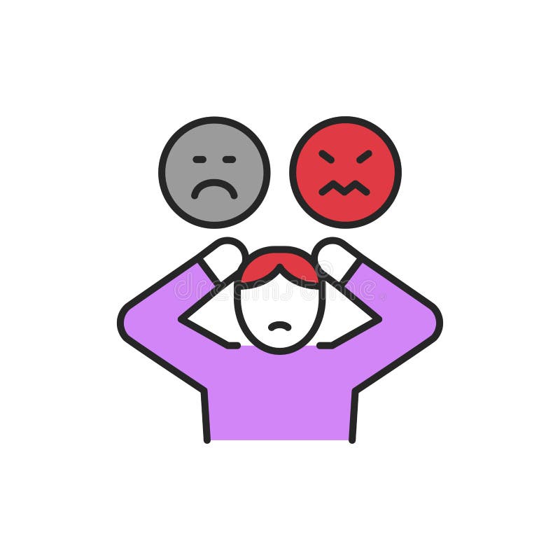 Anger Line Icon Concept. Anger Flat Vector Symbol, Sign, Outline ...