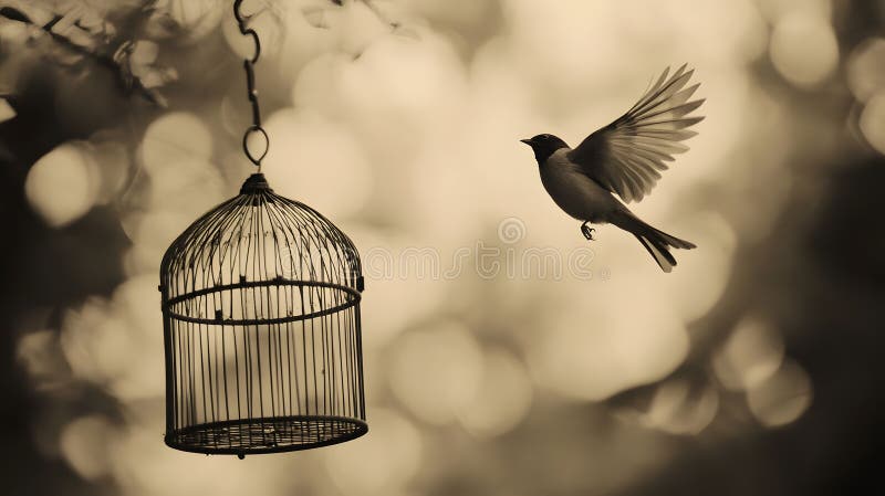 Sadness and Grief, a Bird Flying Away from an Empty Birdcage Freedom Me ...