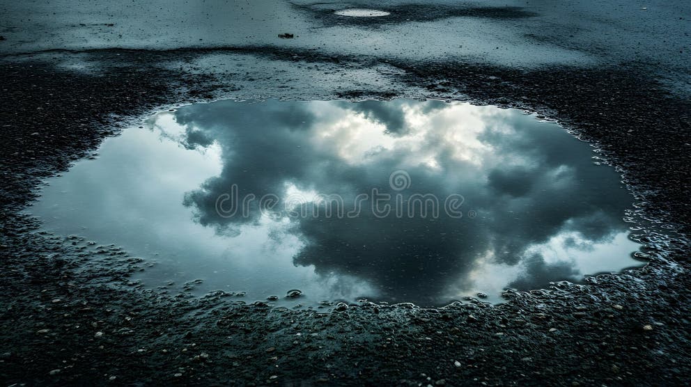 Sadness and Grief, Dark Stormy Clouds Reflecting in a Puddle Foreboding ...