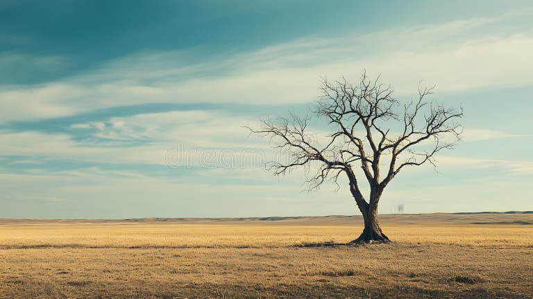 Sadness and Grief, an Old Withered Tree Standing Alone in a Vast Empty ...