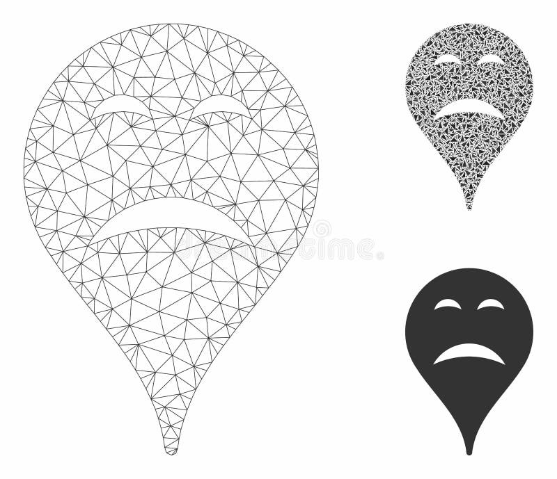 Sadness Smiley Map Marker Vector Mesh Wire Frame Model and Triangle ... Sadness Smiley Map Marker Vector Mesh Wire Frame Model and Triangle ...