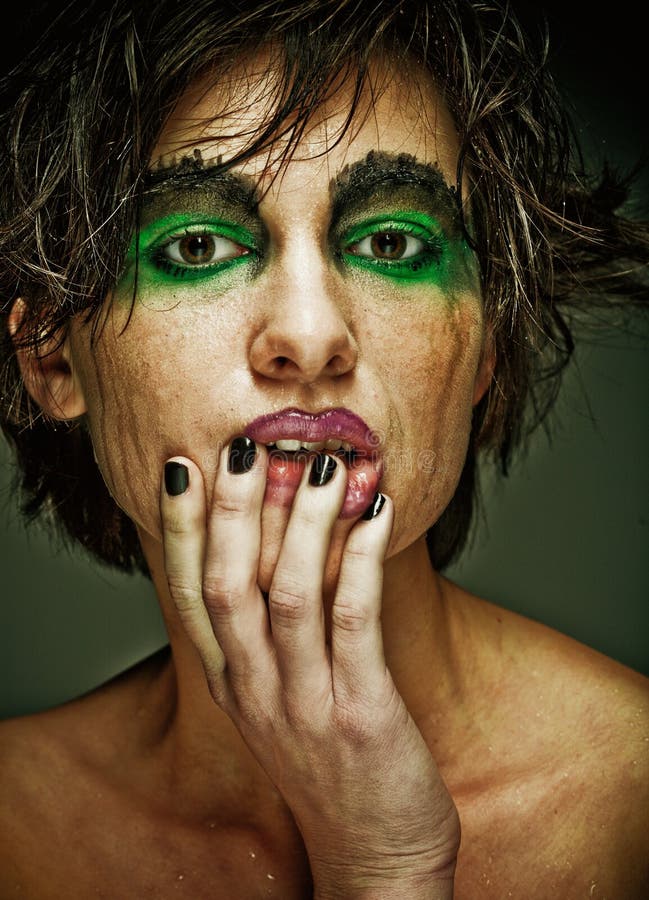 Sadness Woman with Bright Make Up Stock Photo - Image of crying, human ...