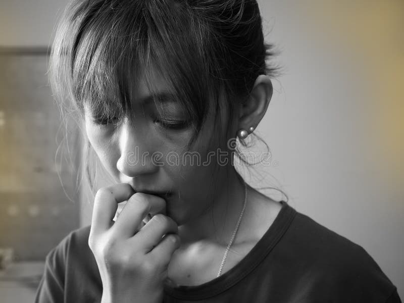 Sadness Woman with Worry and Depressed Feeling Stock Photo - Image of ...