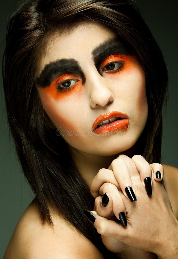 Sadness- Young Woman in Depression.Creative Make-up. Stock Photo ...