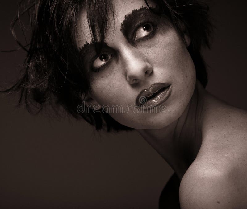 Sadness - Young Woman in Depression.Creative Make-up. Stock Image ...