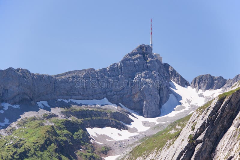 Top of Mount Saentis, Switzerland Stock Image - Image of mountains ...