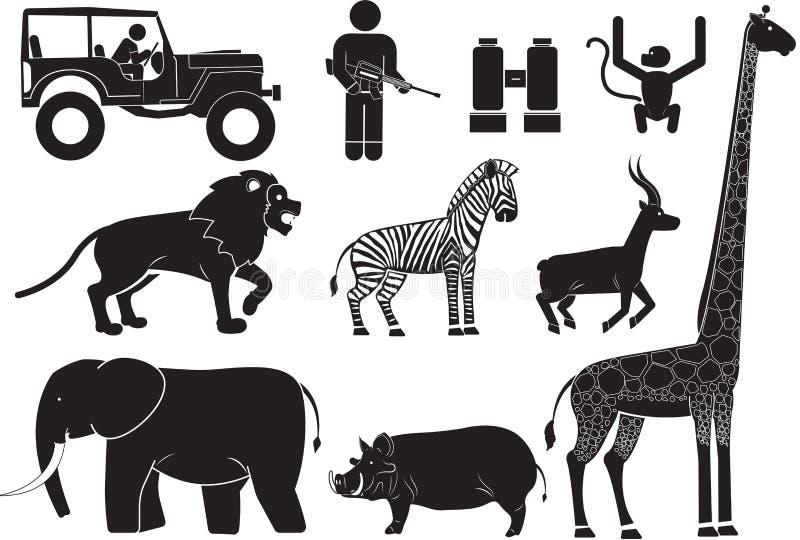 Safari stock vector. Illustration of jungle, monkey, design - 76654446