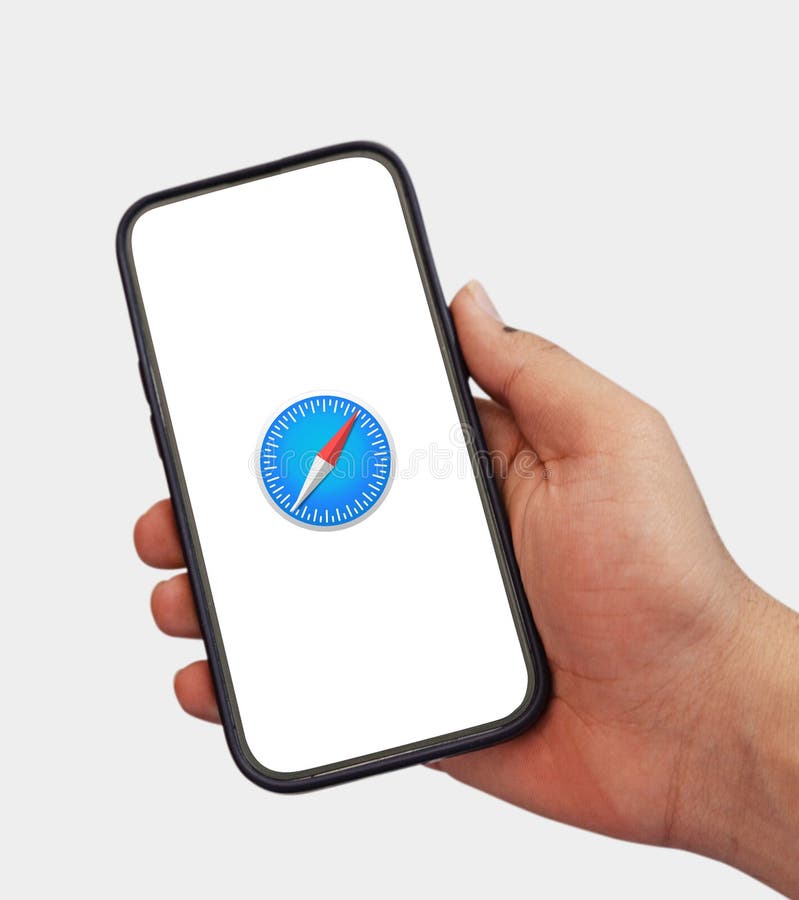 Safari Browser on Mobile Screen with White Backdrop, Showcasing User ...