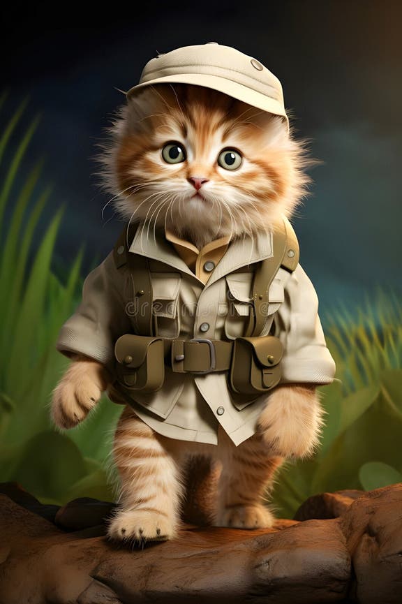 Safari Explorer Kitten in Studio Setting. Generative AI Stock ...