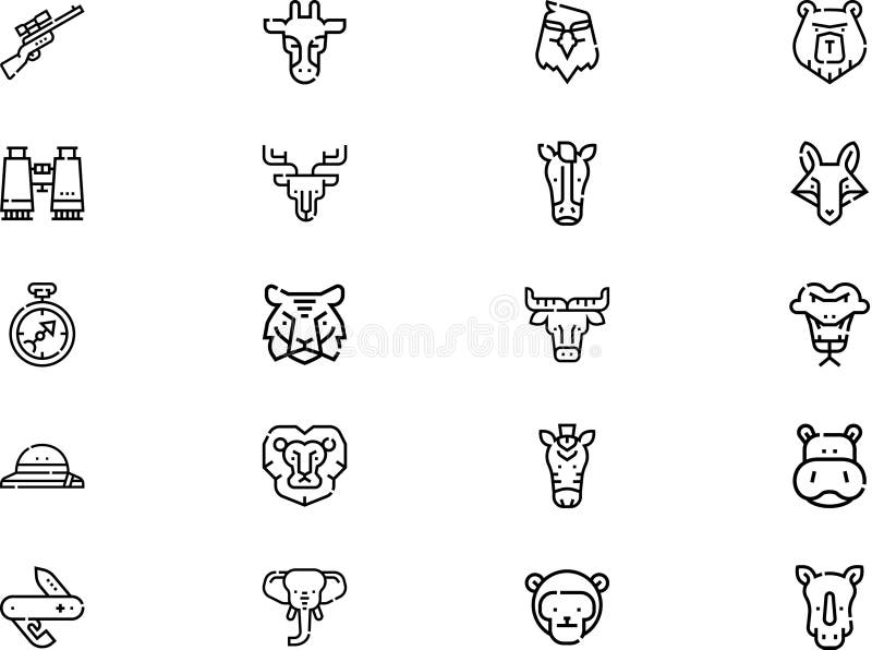 Safari Icons Collection is a Vector Illustration with Editable Stroke ...