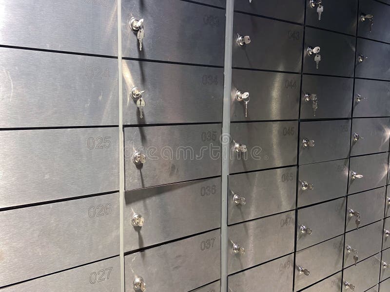 Safe Bank with Key, Safe Deposit Boxes Room Inside of a Bank Vault ...