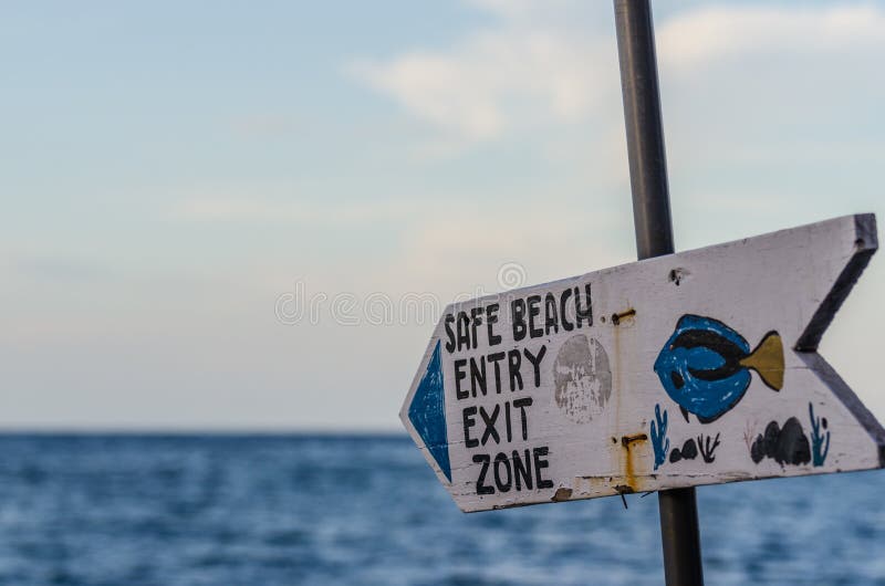 Safe beach entrance at sea stock photo. Image of water - 92186972