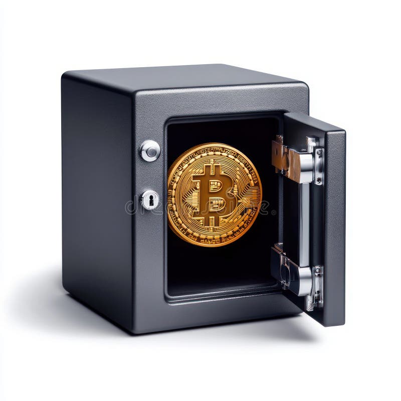 Safe with Bitcoins on White Stock Illustration - Illustration of ...