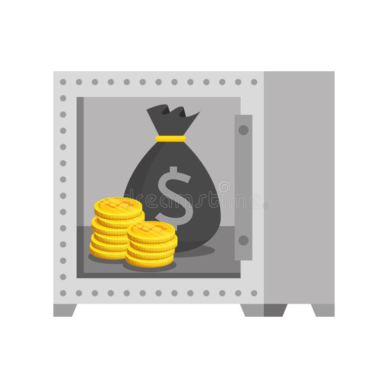 Safe Box with Bitcoin Symbol Vector Illustrator Stock Illustration ...