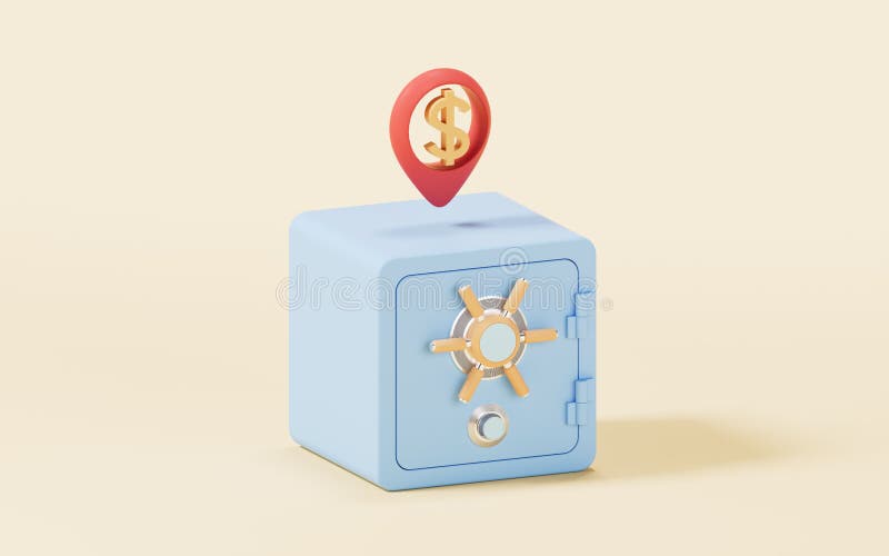 Safe Box with Cartoon Style, 3d Rendering Stock Illustration ...