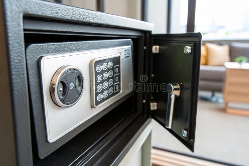 Safe Box Door Close-up with Code Lock Stock Illustration - Illustration ...
