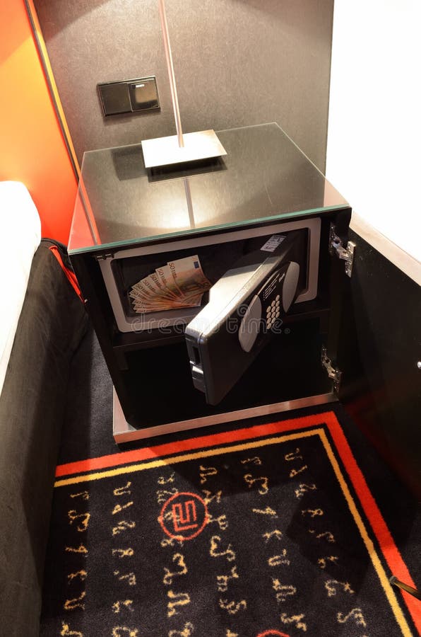 Safe Box with Euro Bills Inside Hotel Room Editorial Photography ...