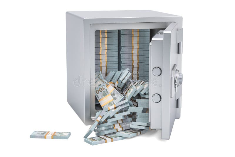 Dollar Packs of Banknotes Heap Isolated on White. Stock Illustration ...