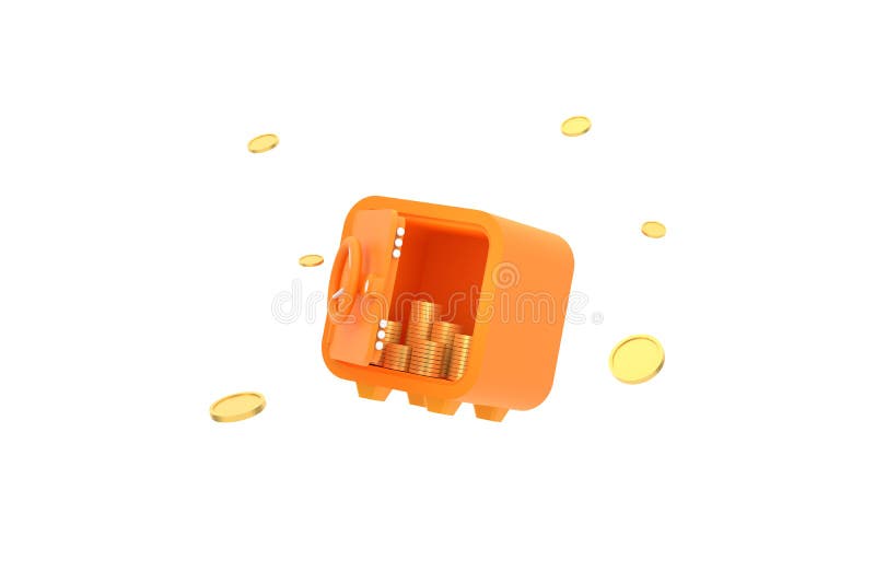 Safe Box with Gold Coins Stack Stock Illustration - Illustration of ...