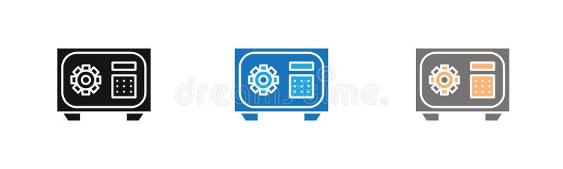 Safe Box Icon Line Art Logo Set Stock Vector - Illustration of security ...