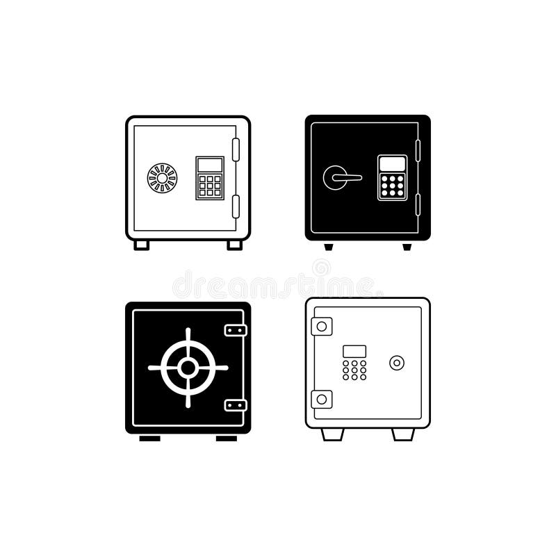 Safe Box Icon Set Design Template Illustration Isolated Stock ...