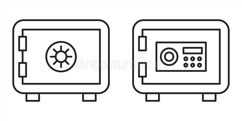 Safe Box Icon Set Simple Design Stock Illustration - Illustration of ...