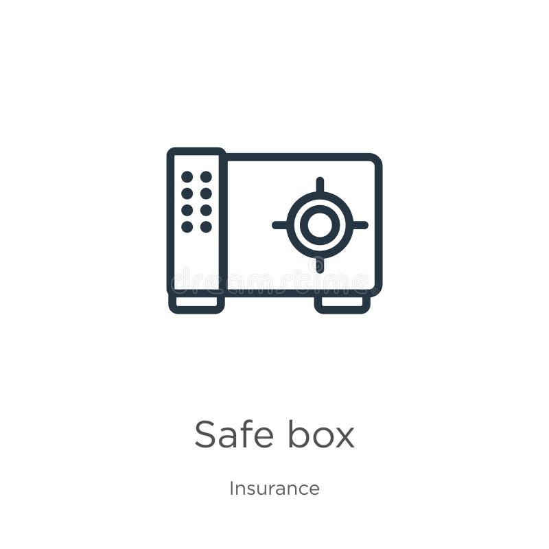 Safe Box Icon. Thin Linear Safe Box Outline Icon Isolated on White ...