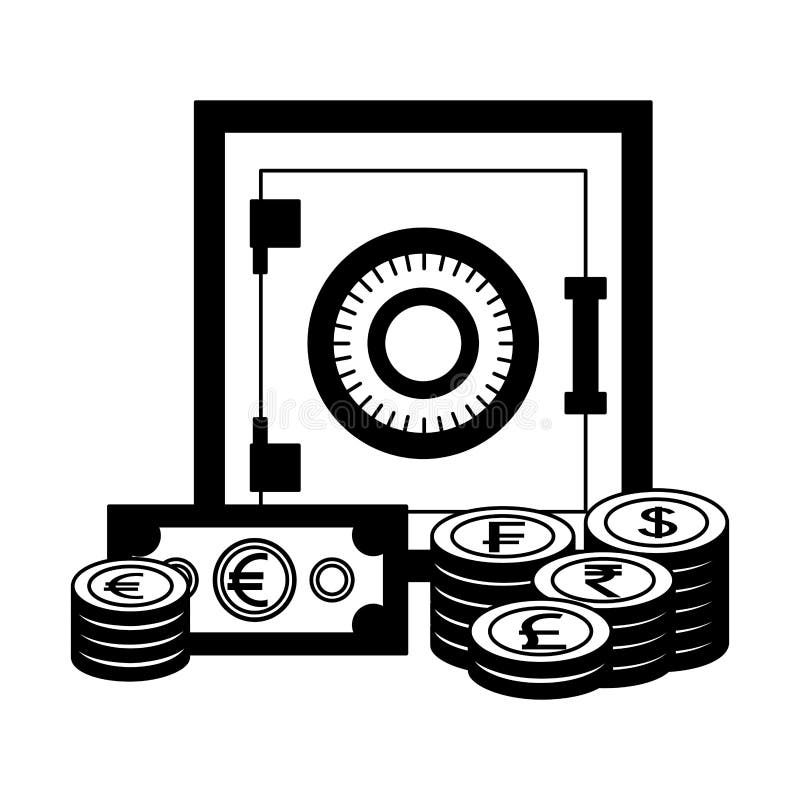 Safe Box Money Banknote Coins Currency Stock Vector - Illustration of ...