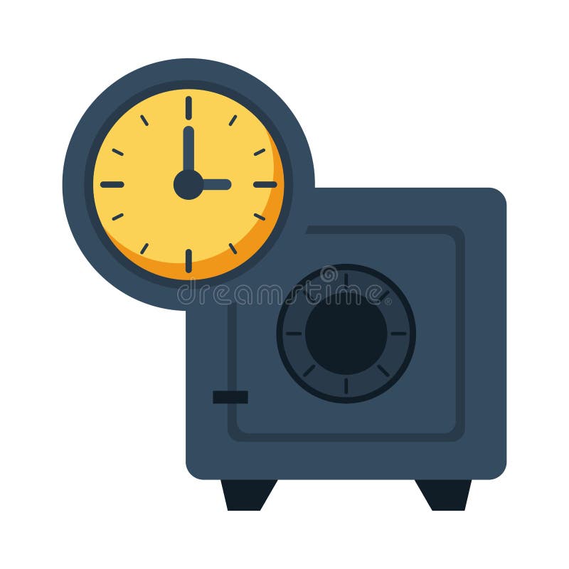 Safe Box Money with Time Clock Stock Vector - Illustration of currency ...