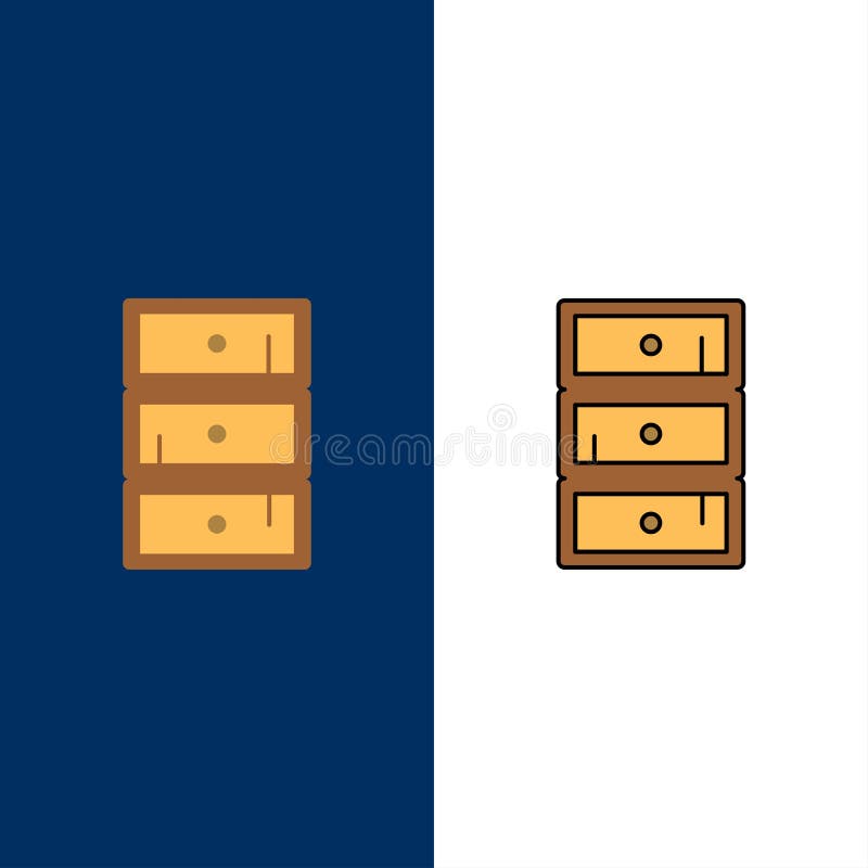 Safe, Cabinet, Closet, Cupboard Icons. Flat and Line Filled Icon Set ...