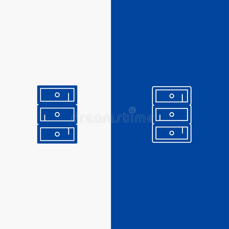 Safe, Cabinet, Closet, Cupboard Line and Glyph Solid Icon Blue Banner ...