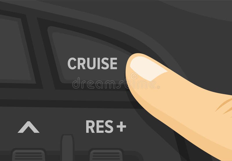 Safe Car Driving. Finger Pressing Cruise Control Button. Close-up View ...