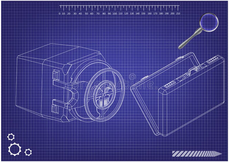 Safe and case on a blue stock vector. Illustration of background ...
