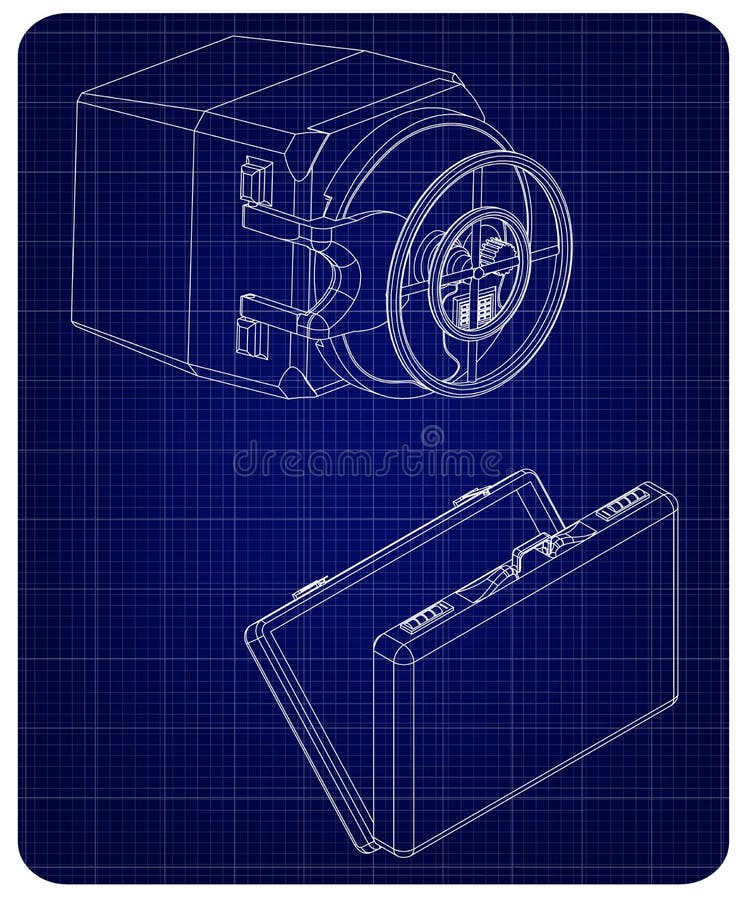 Safe and case on a blue stock vector. Illustration of background ...