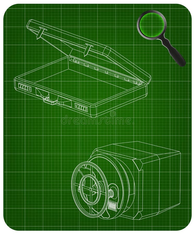 Safe and case on a green stock vector. Illustration of businessman ...
