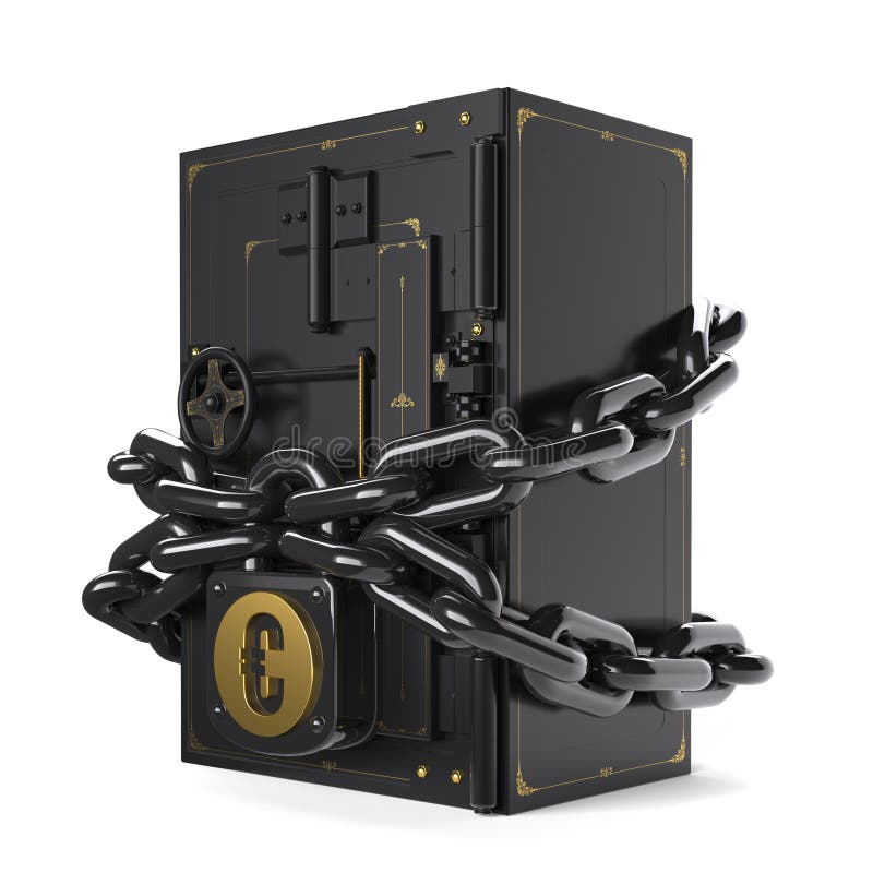 Safe Closed on the Lock and Chain Stock Illustration - Illustration of ...