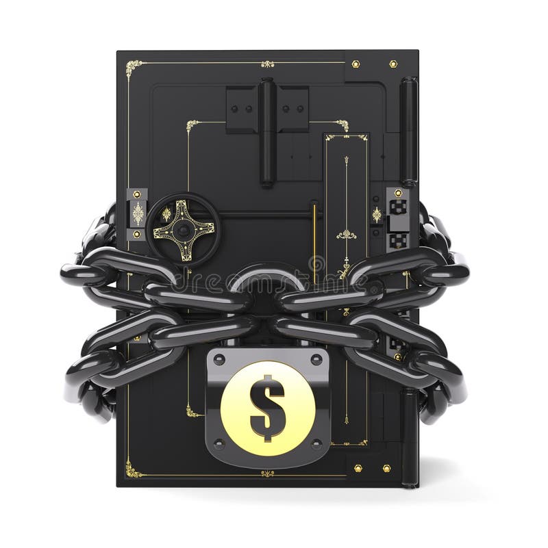Safe Closed on the Lock and Chain Stock Illustration - Illustration of ...