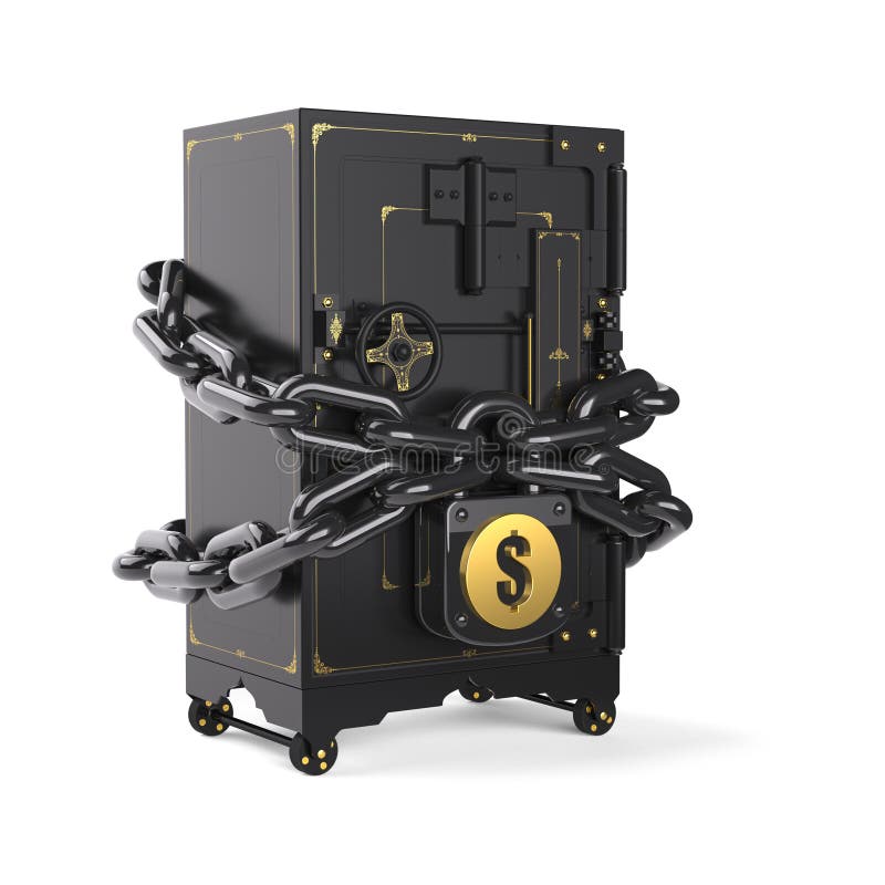 Safe Closed on the Lock and Chain Stock Illustration - Illustration of ...