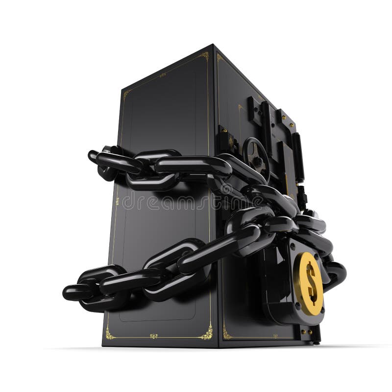 Safe Closed on the Lock and Chain Stock Illustration - Illustration of ...