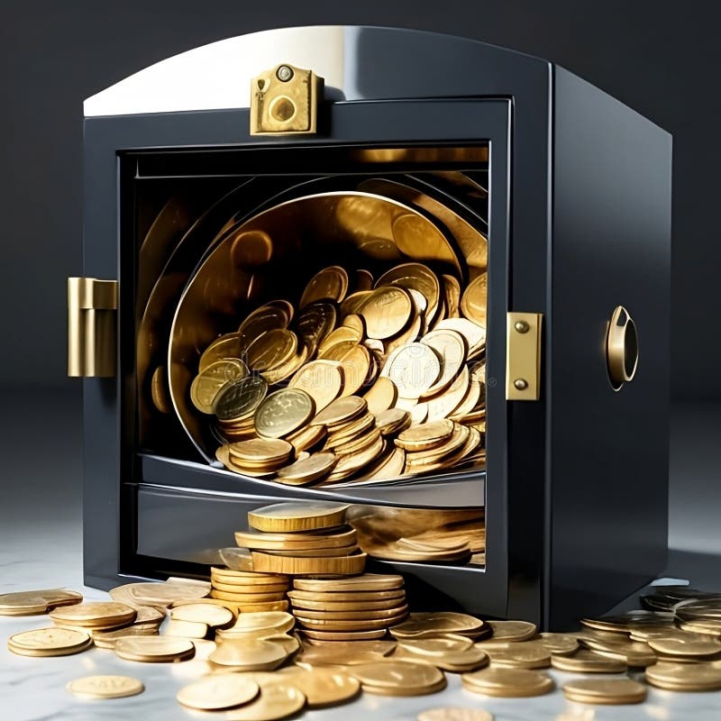Safe and coin stock image. Image of room, shelf, lighting - 284600843