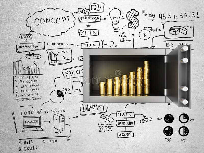 Safe in concrete wall stock illustration. Illustration of market - 36860083