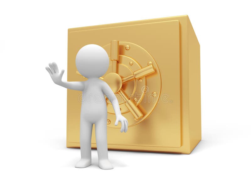 3d Man with Protected Folder Stock Illustration - Illustration of male ...