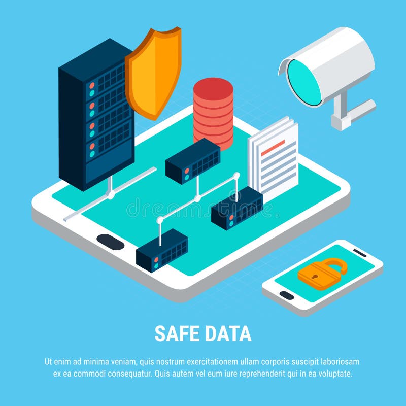 Safe Data Isometric Design Concept Stock Vector - Illustration of ...