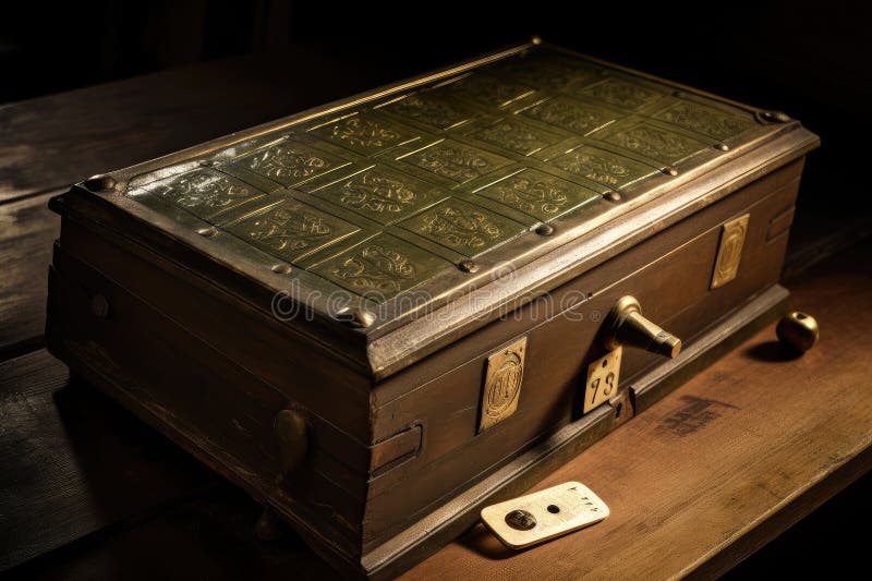 Safe Deposit Box, with Carefully Written Document and Wax Seal on Top ...