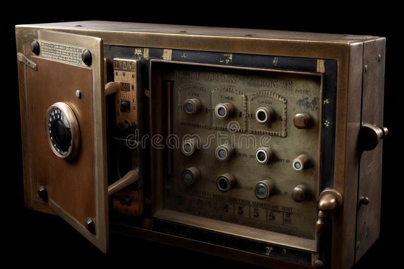 Safe Deposit Box, with Combination Dial and Key Visible, Providing a ...